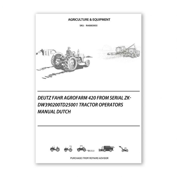 Deutz Fahr AGROFARM 420 Tractor Operators Manual | Dutch