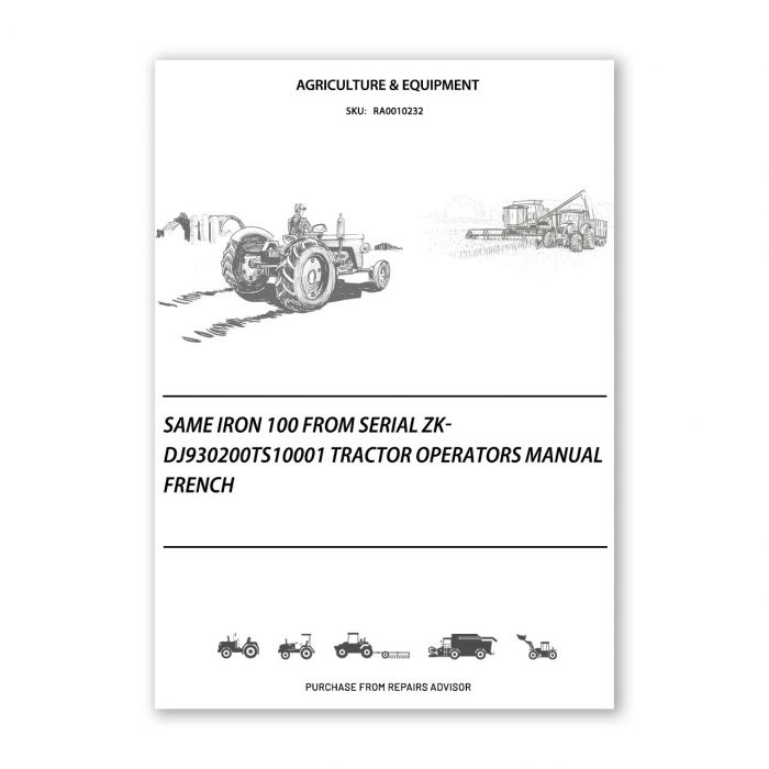 Same IRON 100 Tractor Operators Manual French