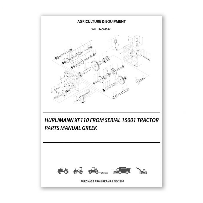 Hurlimann XF110 from serial 15001 Tractor Parts Manual Greek
