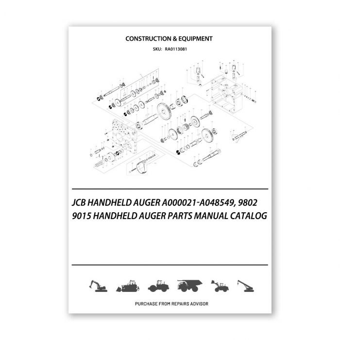 JCB Handheld Auger A000021-A048549, 9802 9015 Parts Manual Catalog