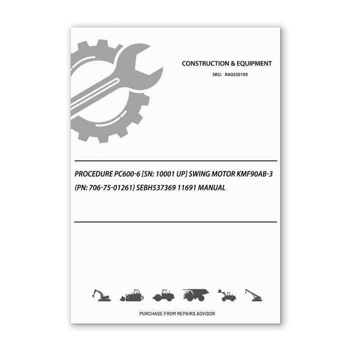 Procedure Pc600-6 Swing Motor Kmf90Ab-3 | PN 706-75-01261 | SEBH537369 ...