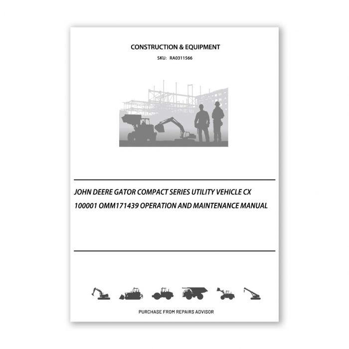 John Deere Gator Compact Series Utility Vehicle CX 100001 OMM171439 ...
