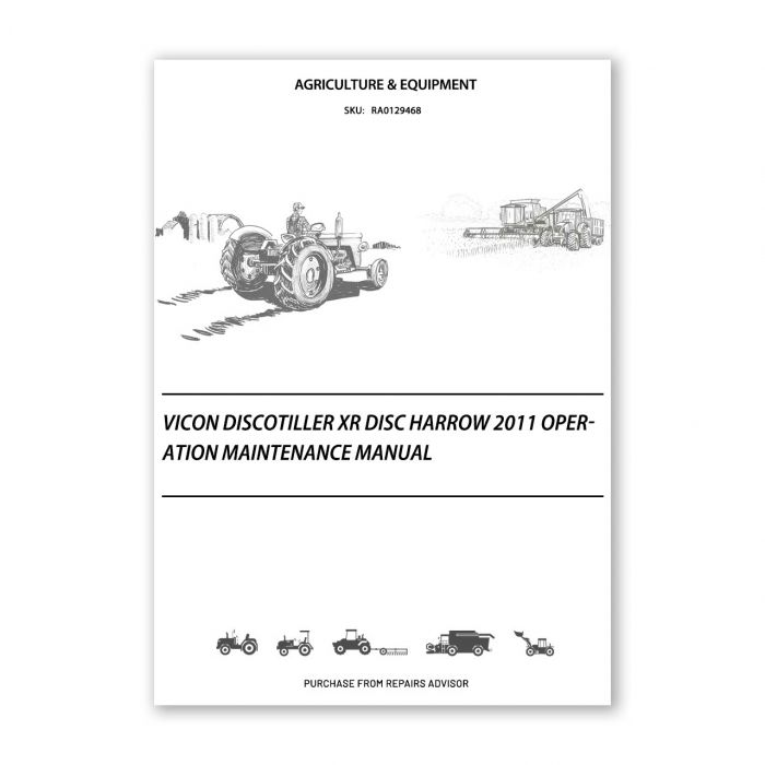 Vicon Discotiller XR Disc Harrow 2011 Operation Maintenance Manual