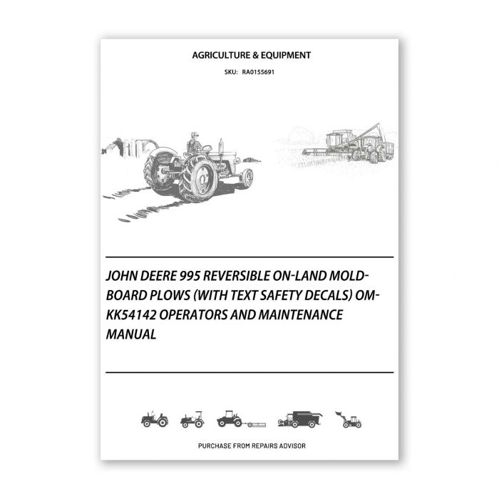 John Deere 995 Reversible On-land Moldboard Plow Manual
