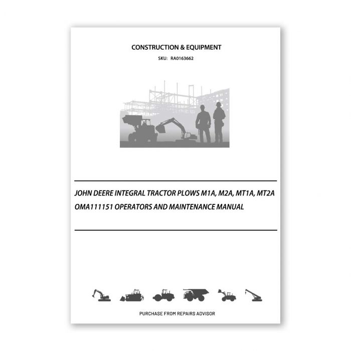 John Deere Integral Tractor Plows M1A, M2A, MT1A, MT2A OMA111151 ...