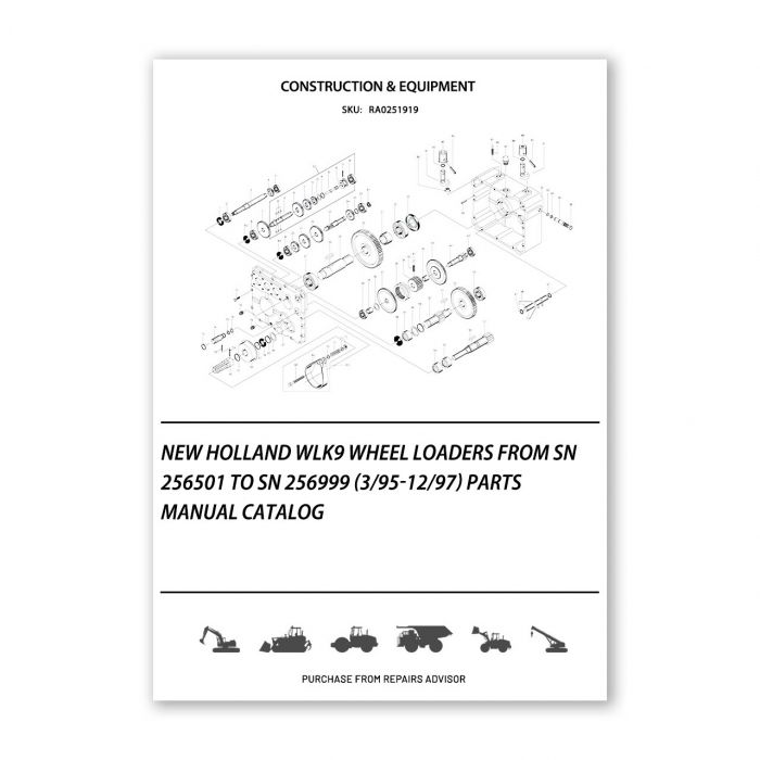 New Holland Wlk9 Wheel Loaders Parts Manual Catalog