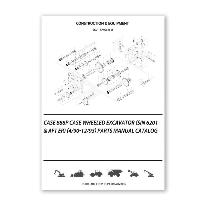 Case 888P Case Wheeled Excavator (Sin 6201 & Aft Er) Parts Manual Catalog